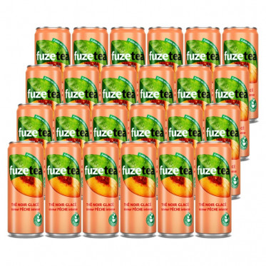 Fuze Tea Thé Glacé Pêche Intense en Canette de 33 cl par 24 : Achat en ...
