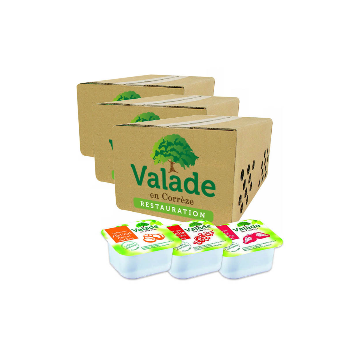 Acheter Mini confiture Valade Assortiment abricot fraise groseille 10.8 Kg