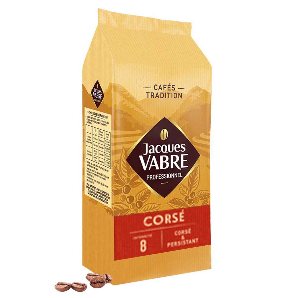 Jacques Vabre Corsé Café en Grains Intensité 8/10 - 1 kg