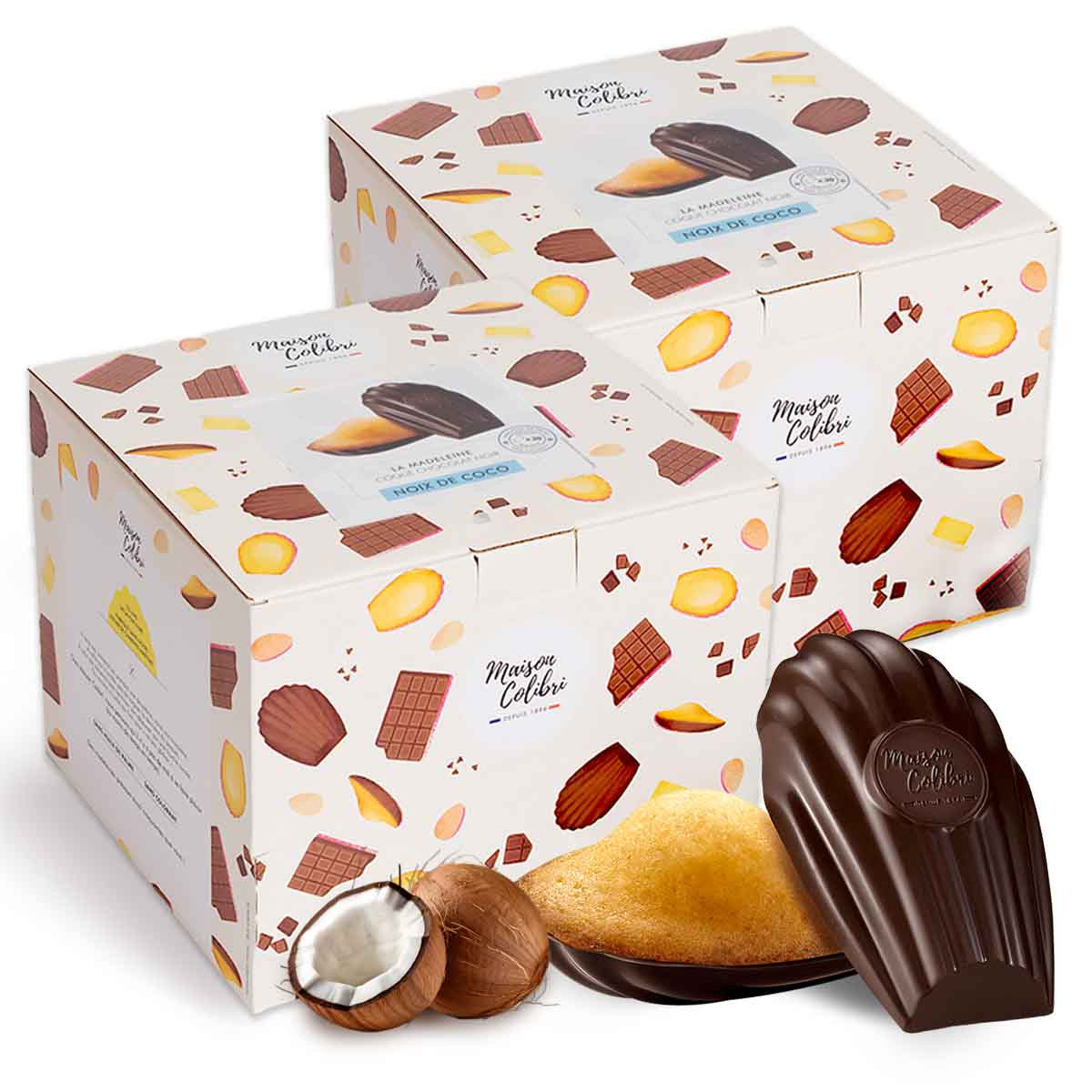 Madeleine Noix de Coco Maison Colibri Chocolat Noir - 60 madeleines