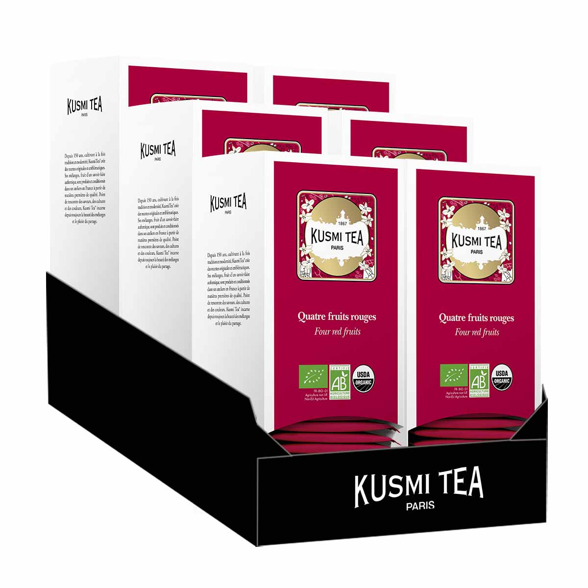 Thé Noir 4 Fruits Rouges Bio Kusmi Tea - 6 boites - 150 sachets