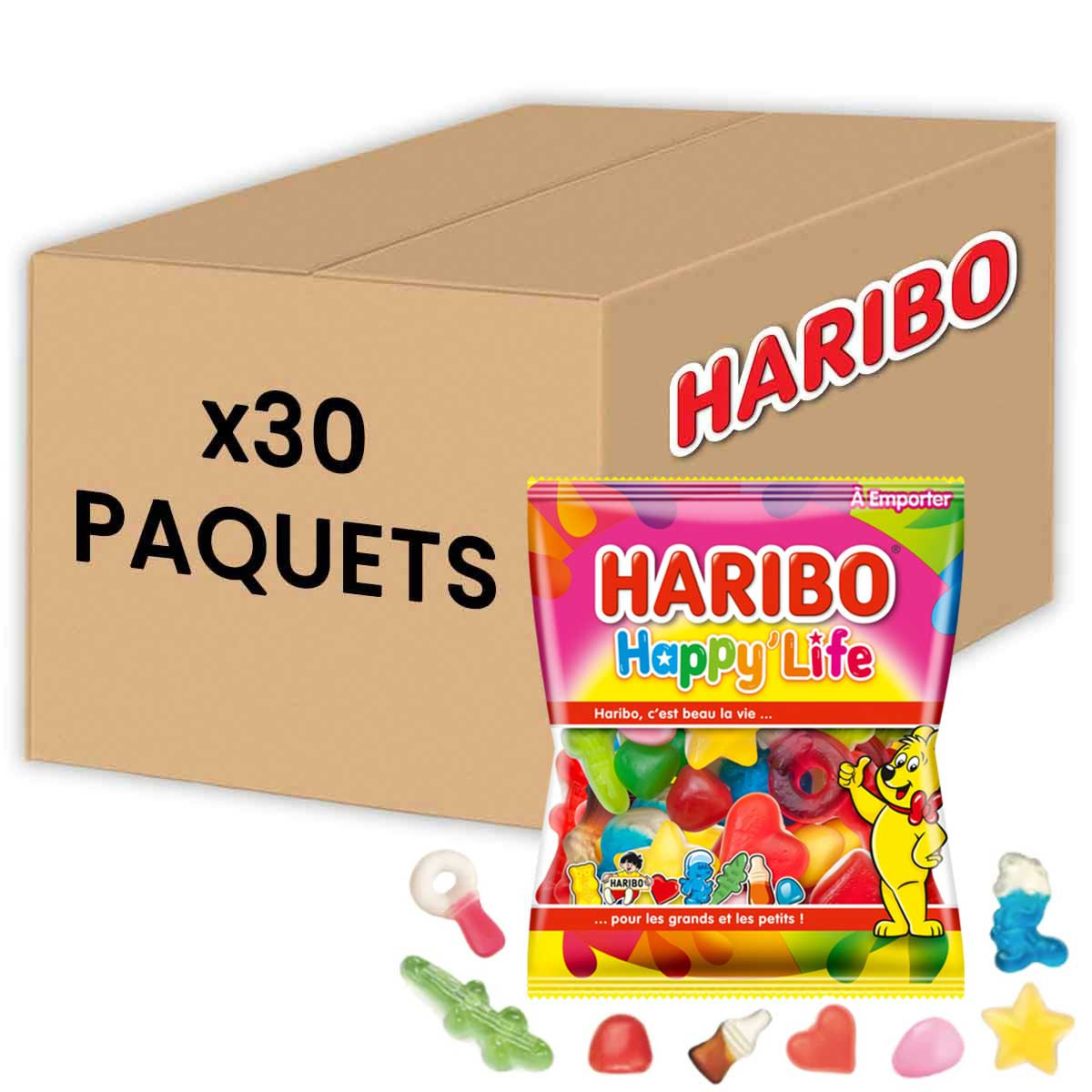 Bonbon Haribo Happy Life 120 gr - Carton Maxi Lot de 30 paquets
